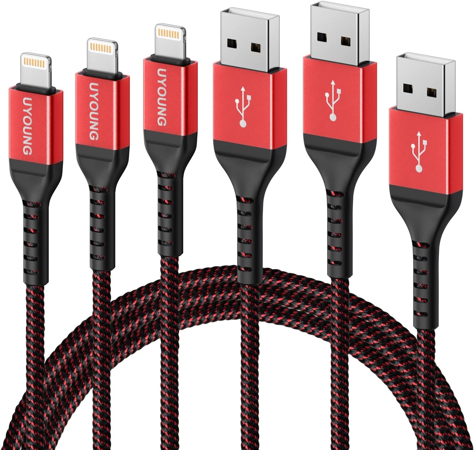 3Pack Lightning Cable 1M Durable USB iPhone Charging Cable Nylon ...