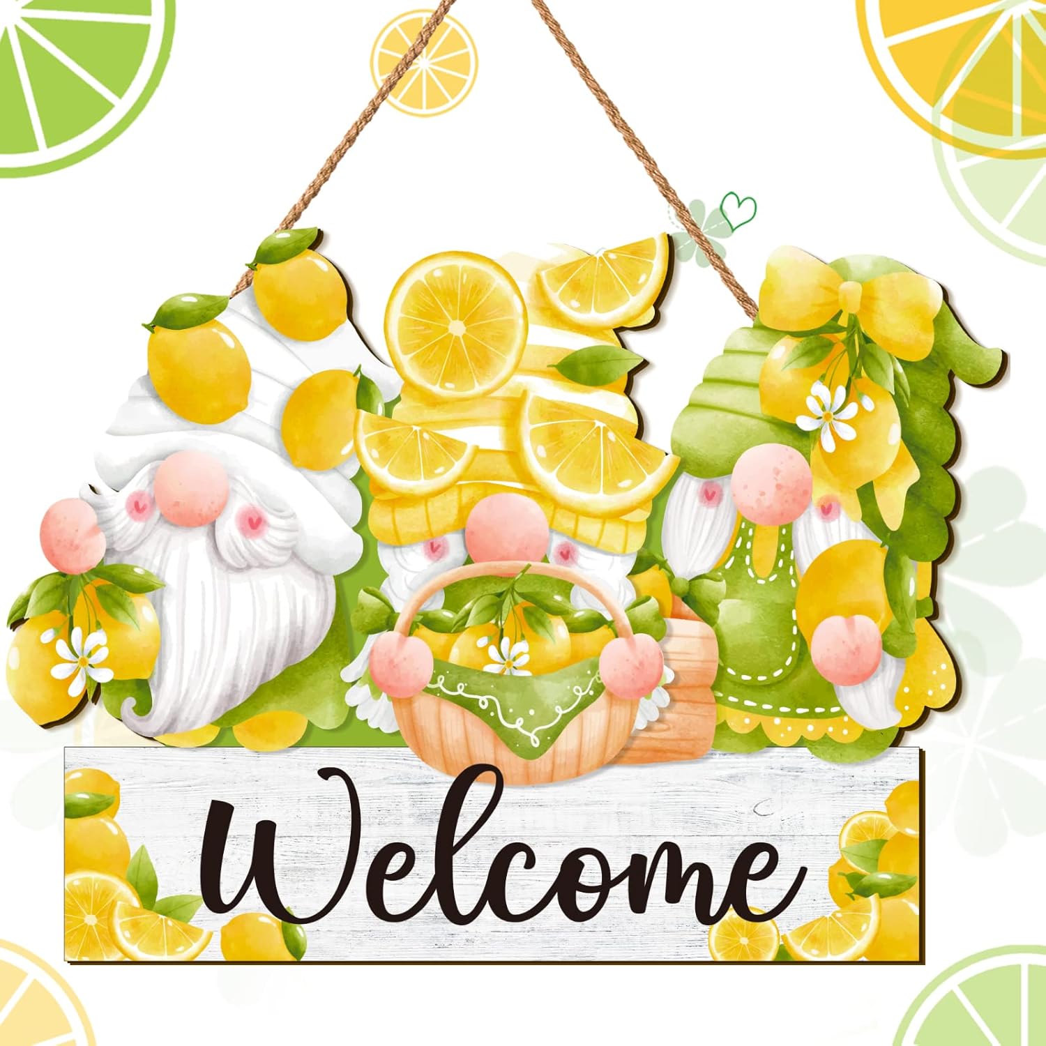Amazon.com: Summer Lemon Welcome Door Sign Decor Gnomes Summer Lemon ...