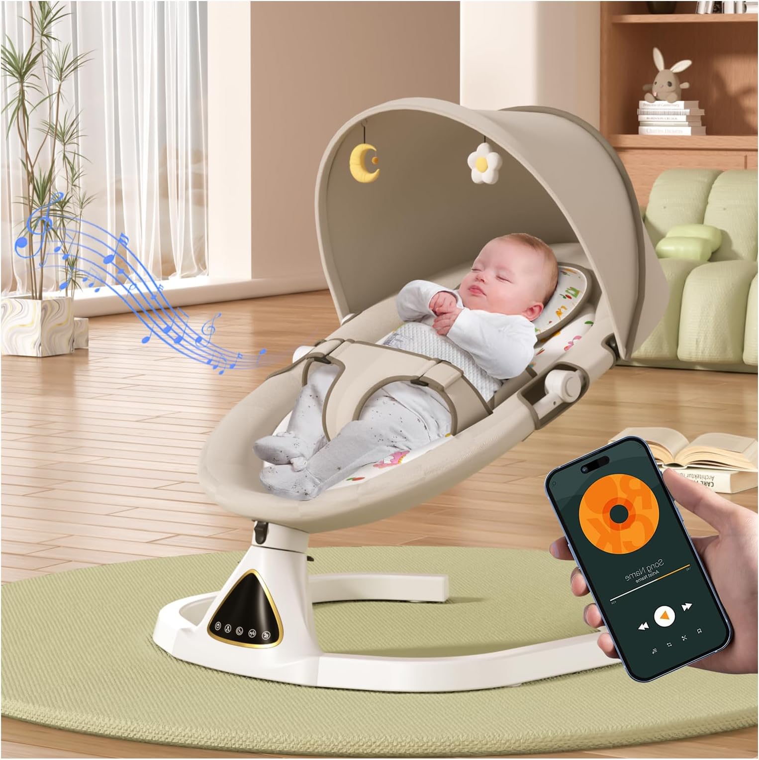GIYIHKIO Electric Baby Swing,Baby Rocking Chair With Remote Control And ...