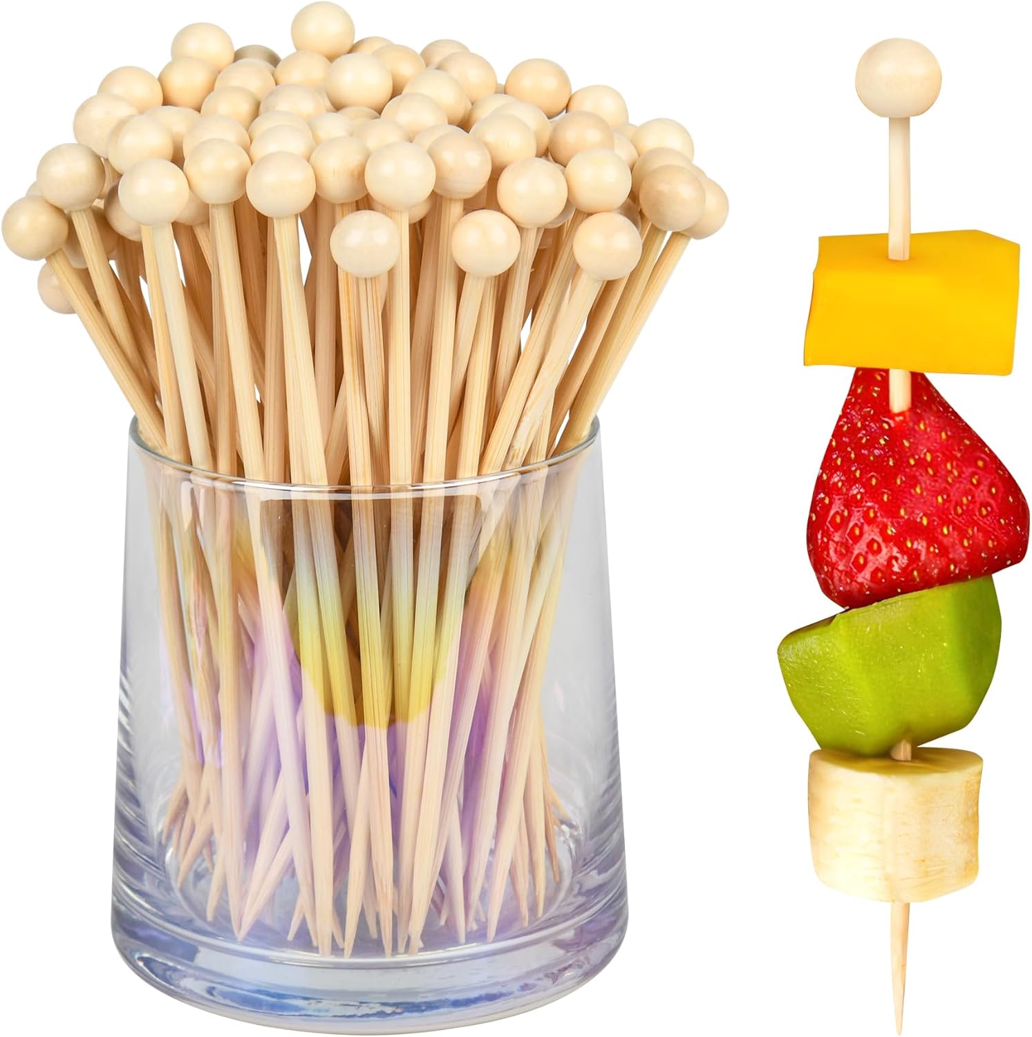 Amazon.com | 300Pcs Fancy Toothpicks for Appetizers,4.7Inch Wooden Ball ...