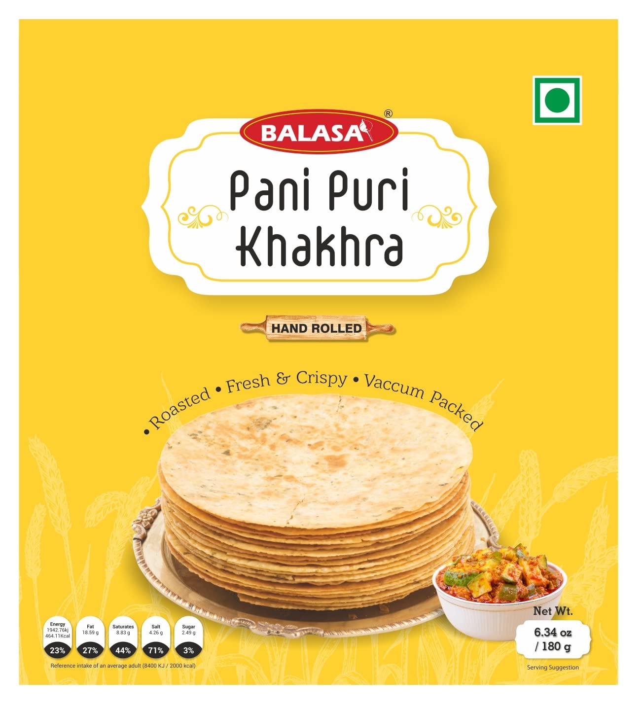 BALASA Pani Puri Khakhra Whole Wheat Dry Gujarati Pani Puri Flavor ...