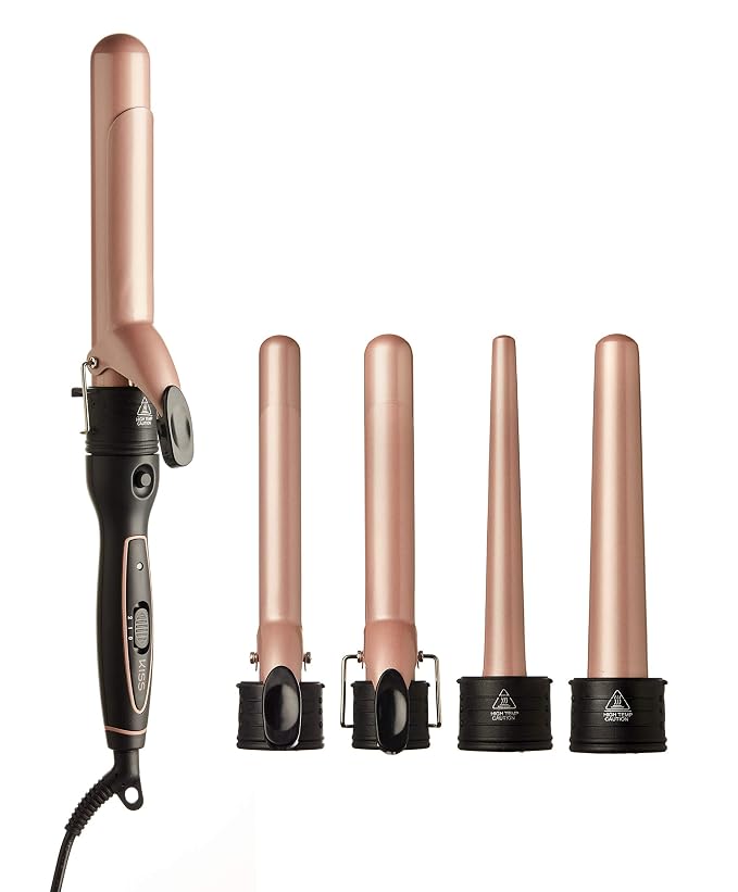 Amazon.com: Kiss Gold Edition 5-In-1 Curling Iron - Interchangeable ...
