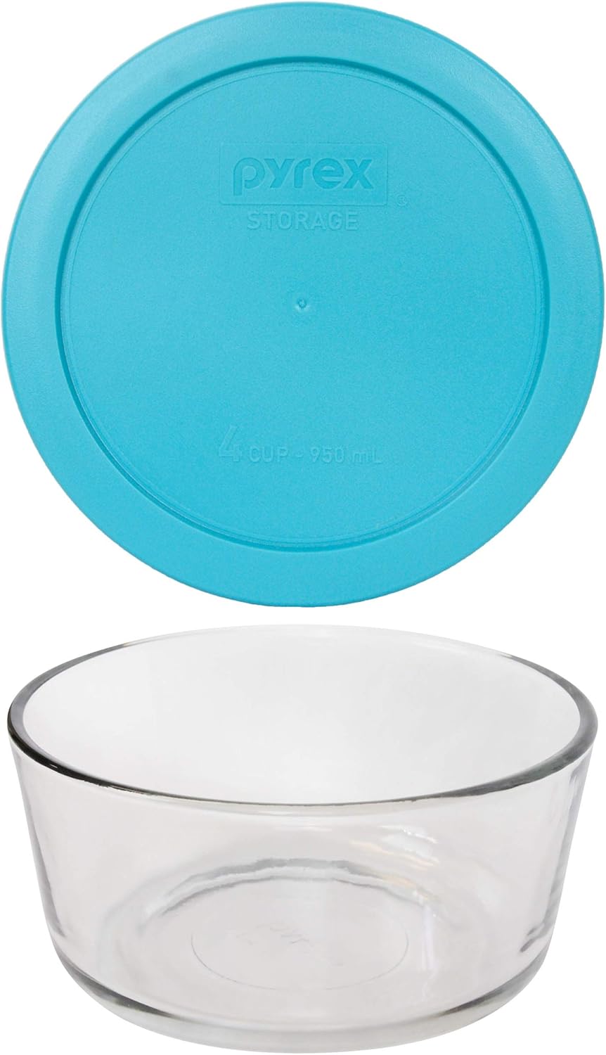 Amazon.com: Pyrex 7201 4-Cup Glass Bowl & 7201-PC Surf Blue Lid - Made ...