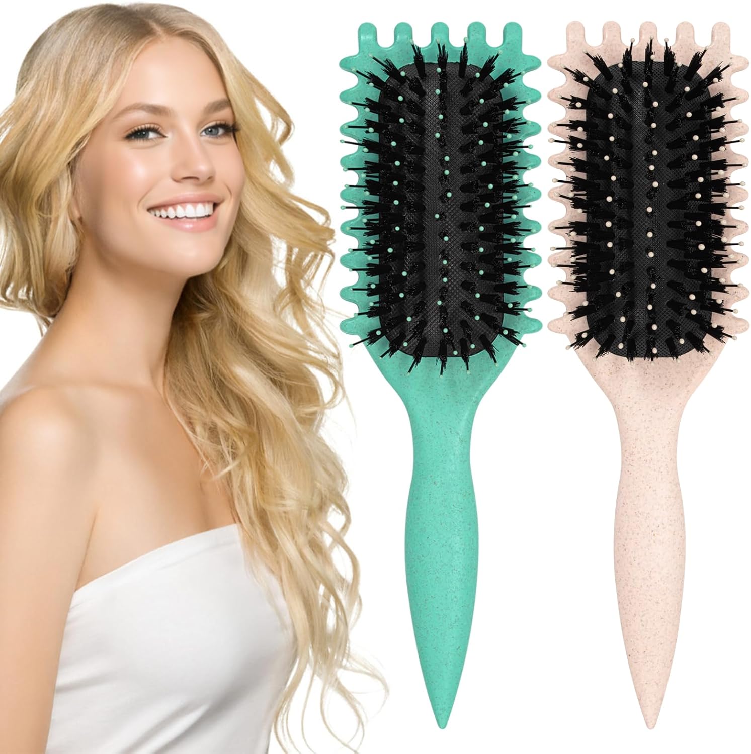 MEQUER 2 Pack Curly Hair Brush, Curl Defining Brush with Boar Bristle ...