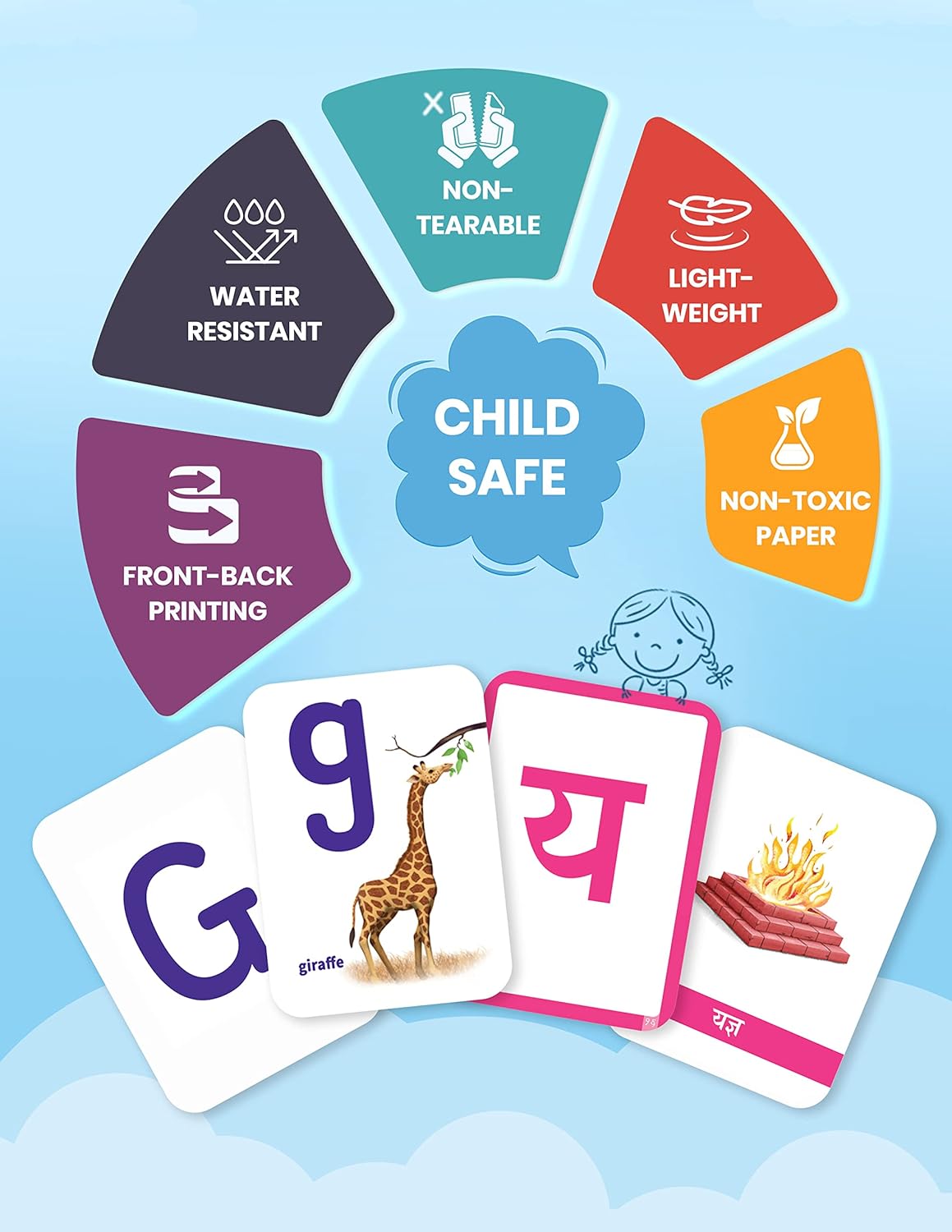 English and Hindi Flash Cards for Kids | 128 Non Tearable Flash Cards ...