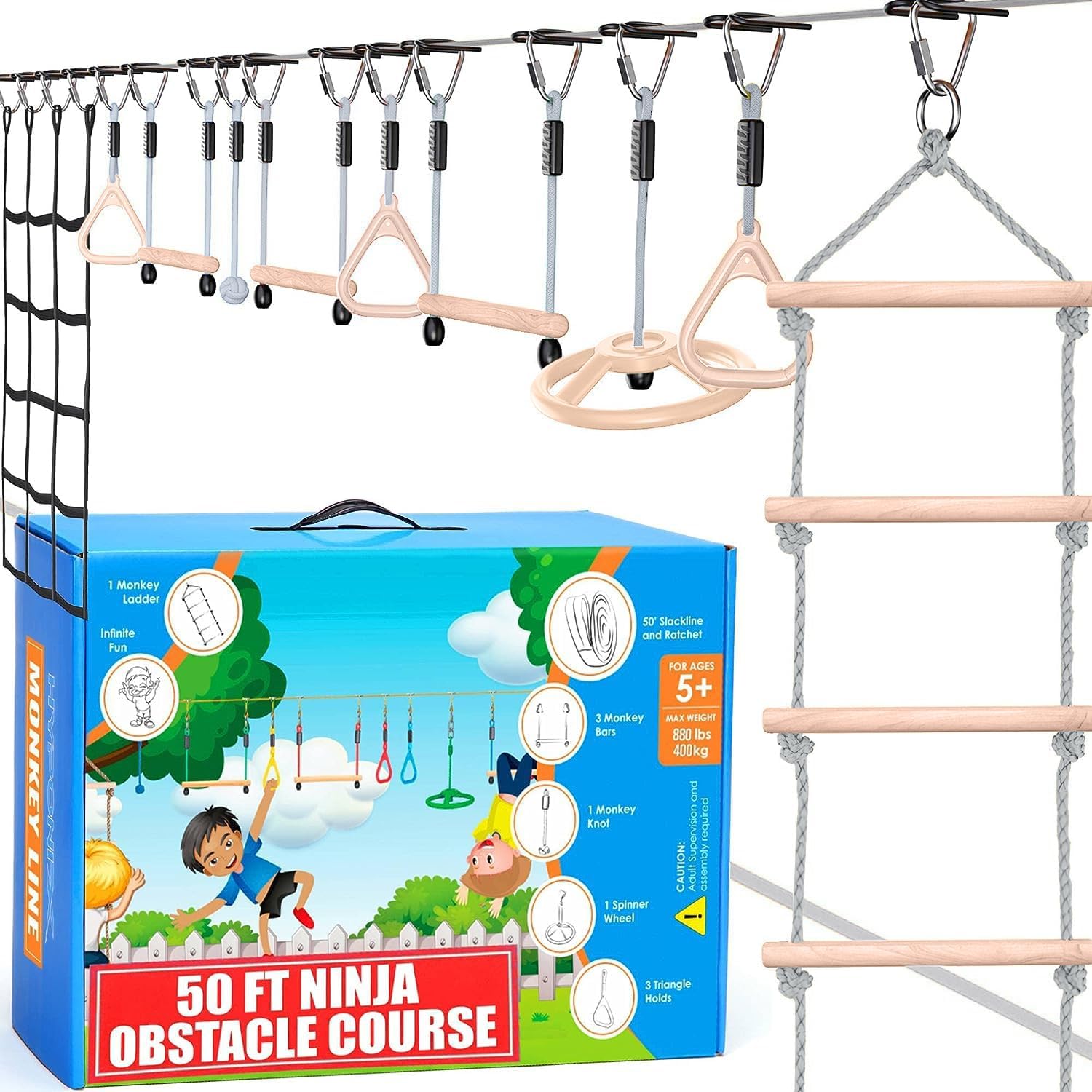 Amazon.com: Hyponix Sporting Ninja Warrior Obstacle Course for Kids, 2 ...