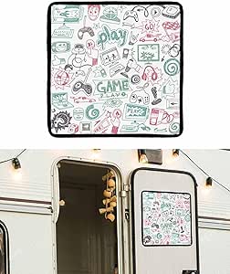 Amazon.com: RV Door Window Shade, Green and Red Graffiti Play Games Sun ...