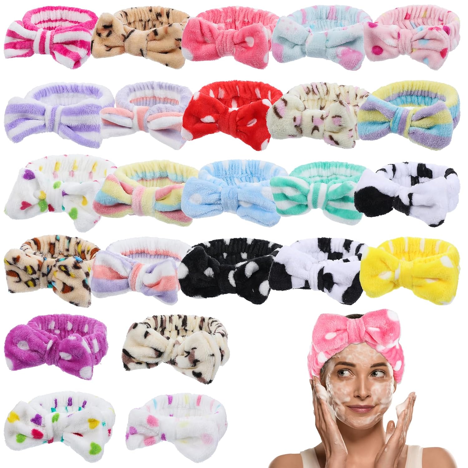 Amazon.com : Prasacco 24 Pcs Spa Headband for Women, Soft Coral Fleece ...