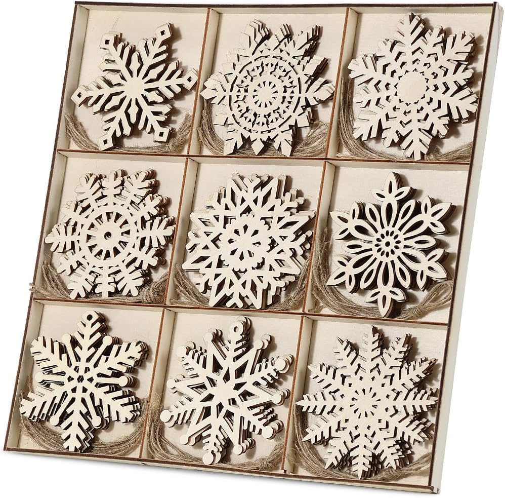 Amazon.com: 45 Pack Wooden Snow Flakes 3.5 Inch Unfinished Wood Snow ...