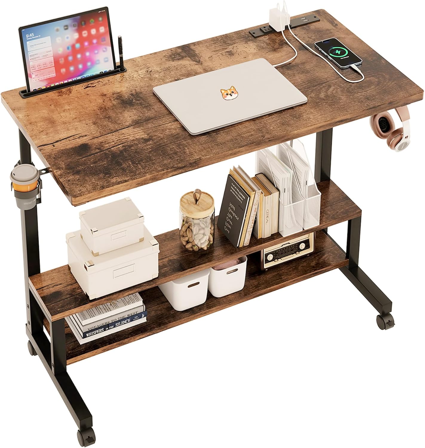 Amazon.com: 39 Inch Standing Desk with Power Outlets, Manual Stand Up ...