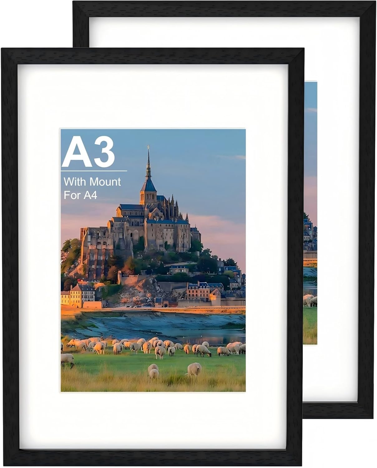 A3 Picture Frame set of 2, Black Wooden A3 Photo Frame 42 x 29.7 cm ...