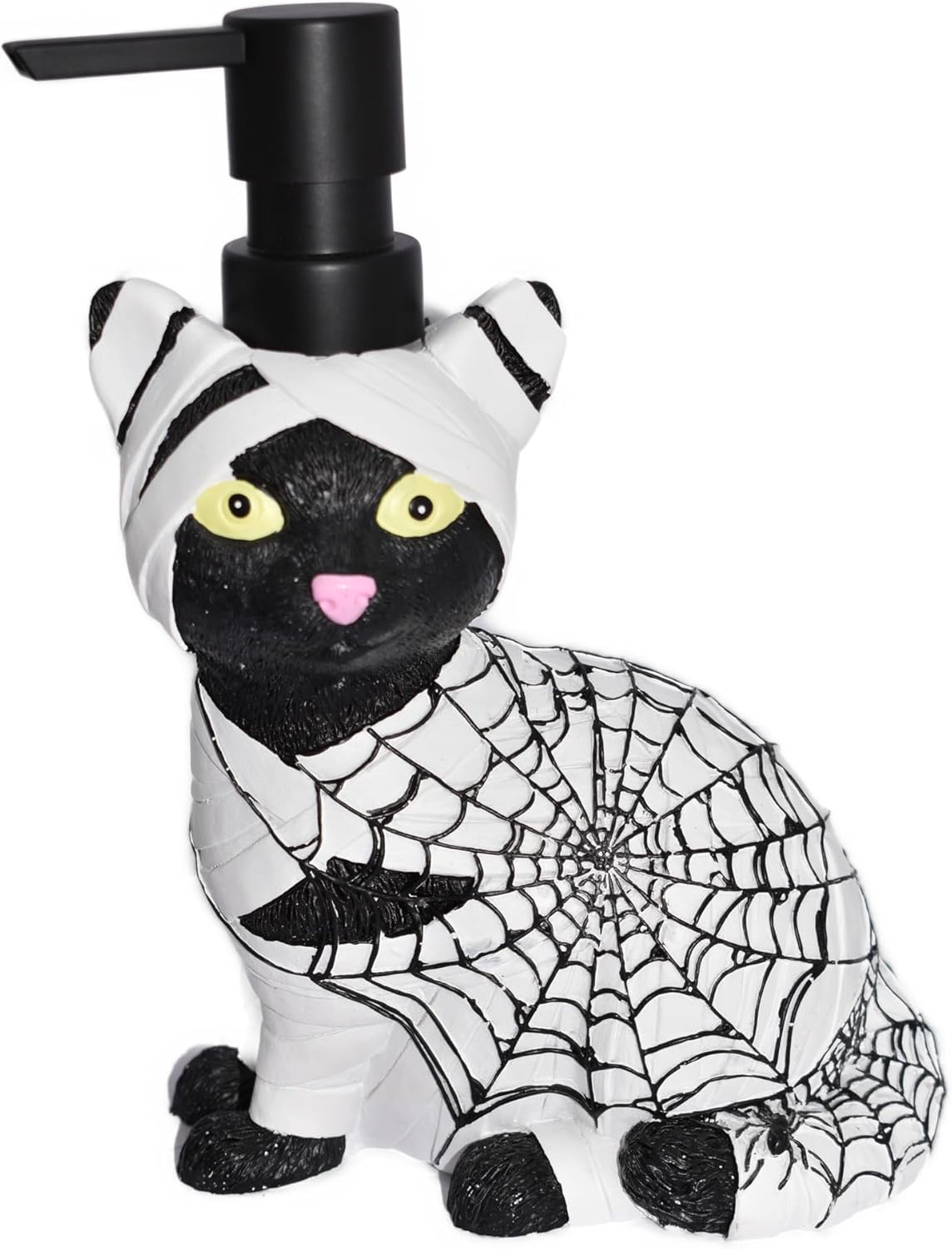Amazon.com: 8" Halloween Black Cat Dressed a Mummy with Spider Webs ...
