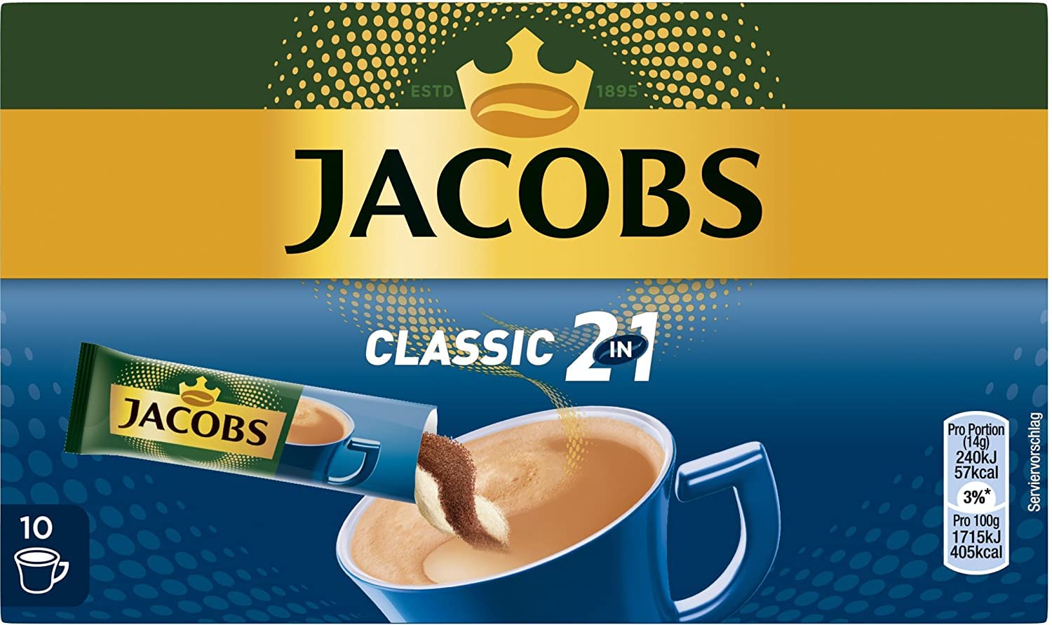 Jacobs Classic 2 in 1 Instant Coffee 140g : Amazon.in: Grocery ...