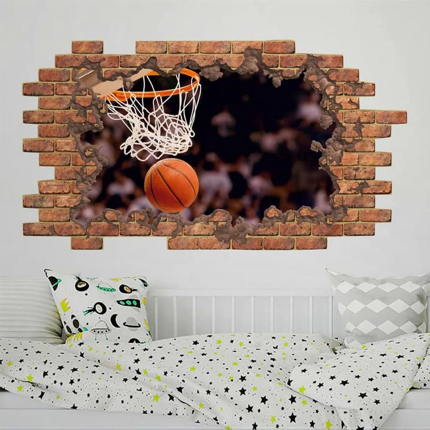 Amazon.com: Basketball Wall Sticker 3D Look Basketball Decals Peel And ...