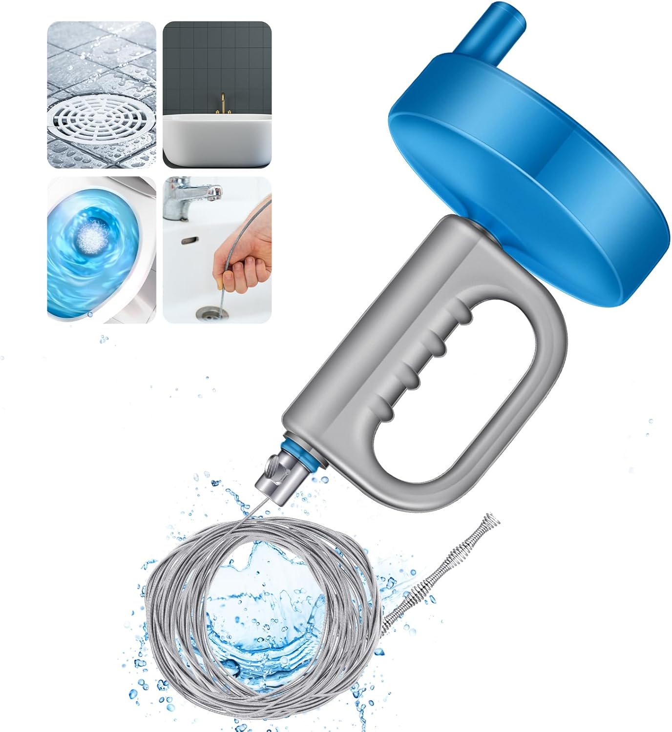 Tondiamo 50 ft Drain Auger Plumbing Snake Kitchen Sink Drain Clog ...