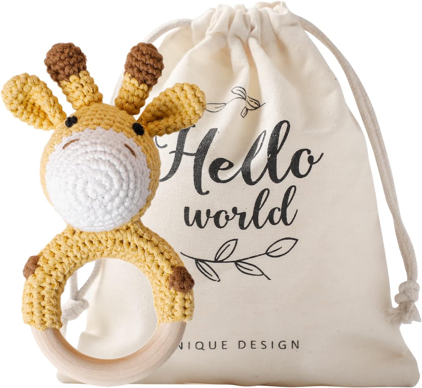 Amazon.com: Wooden Baby Rattle Shake Toy for Babies Ring Grasping Toys ...