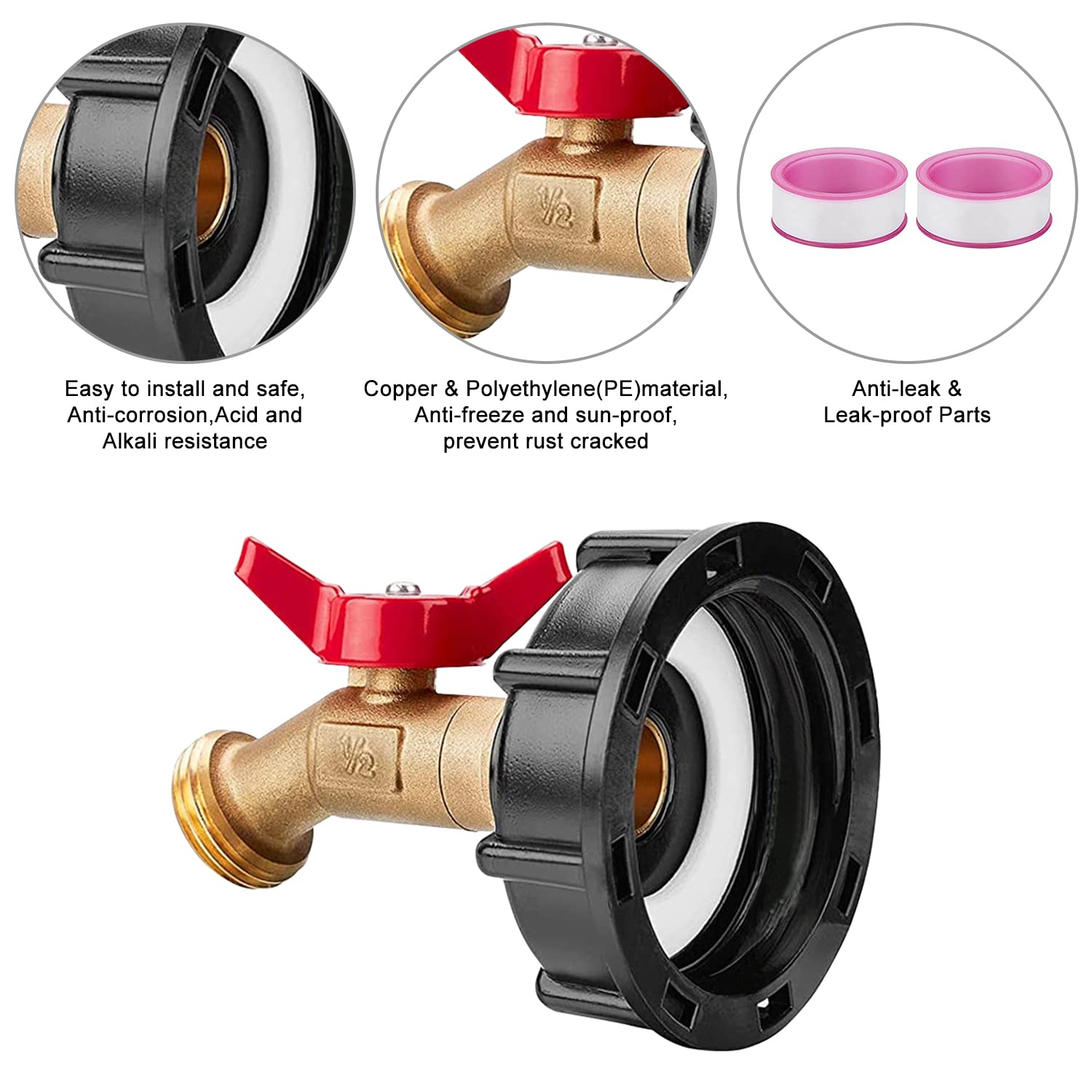 Snapklik.com : 2 Pack 275-330 Gallon IBC Tote Water Tank Adapter Coarse ...