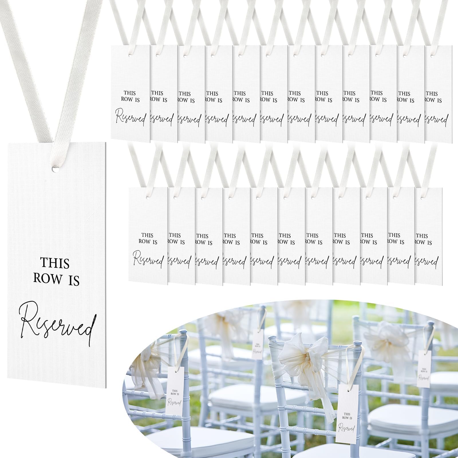 Amazon.com: Fullhawl 24 Pcs Reserved Seating Tag with Ribbon Wedding ...