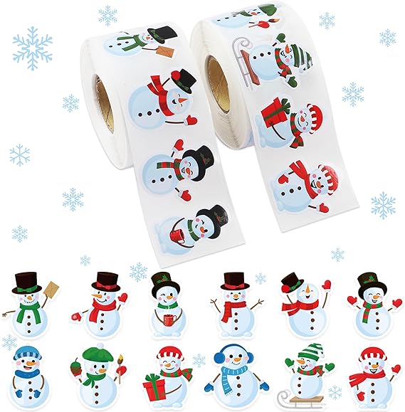 Amazon.com: 1200 PCS Snowman Roll Stickers Christmas Snowman Envelope ...