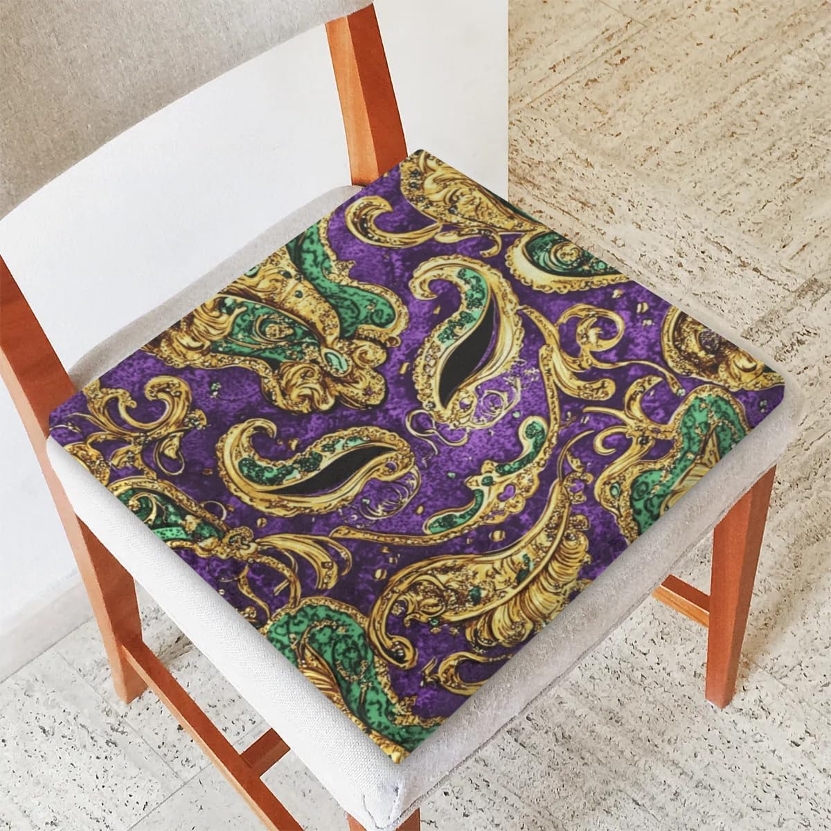 Amazon.com: Kizmoglux Mardi Gras Mask Seat Cushion Square Chair ...