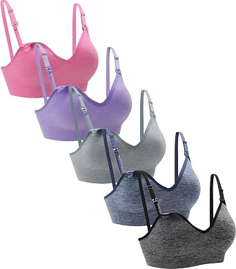 Suekaphin Paquete de 5 Brasier de Lactancia inalámbrico con Cuello en V ...