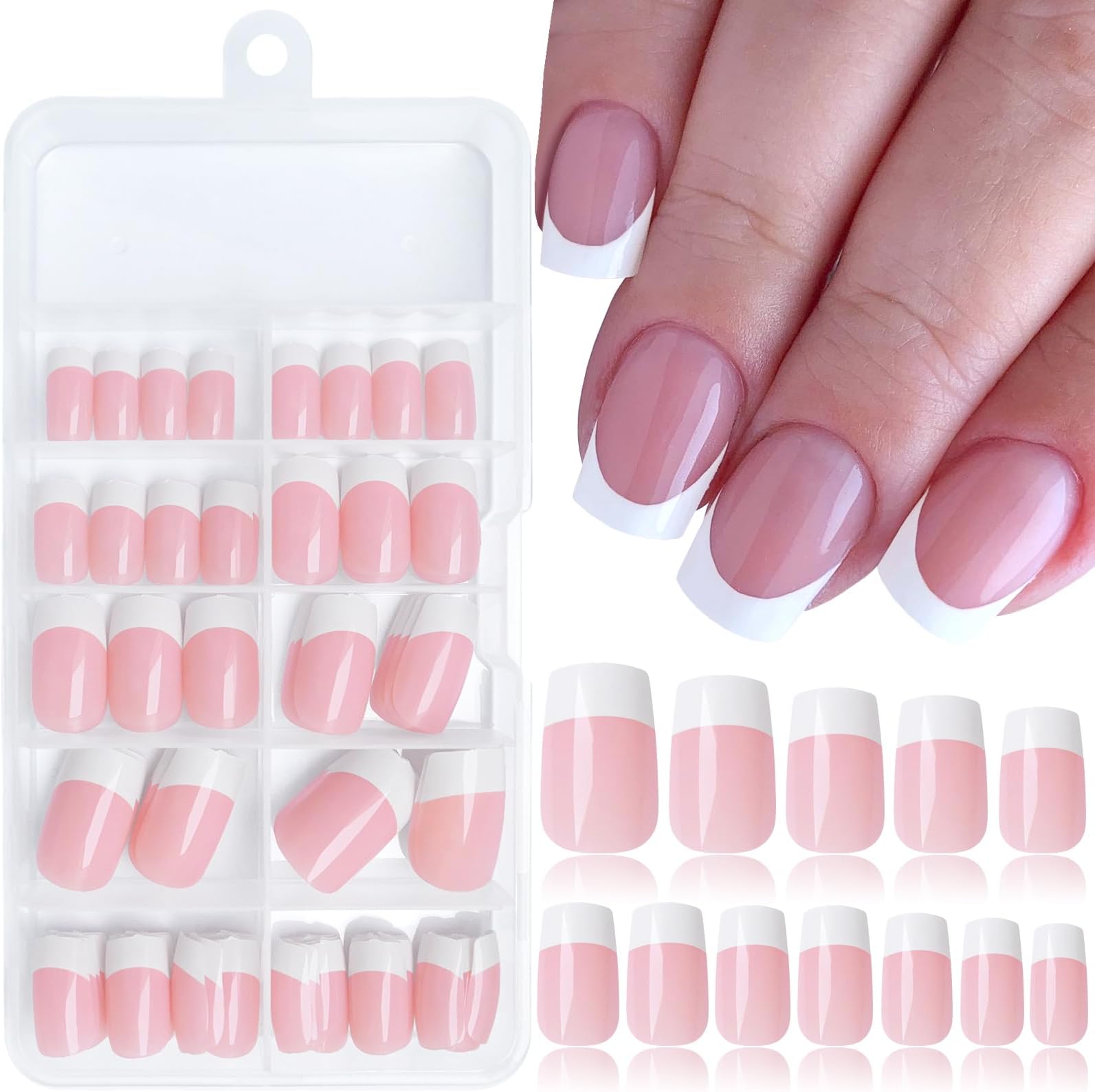 Amazon.com: LoveOurHome 120pc French Tips Press on Nails Medium Fake ...