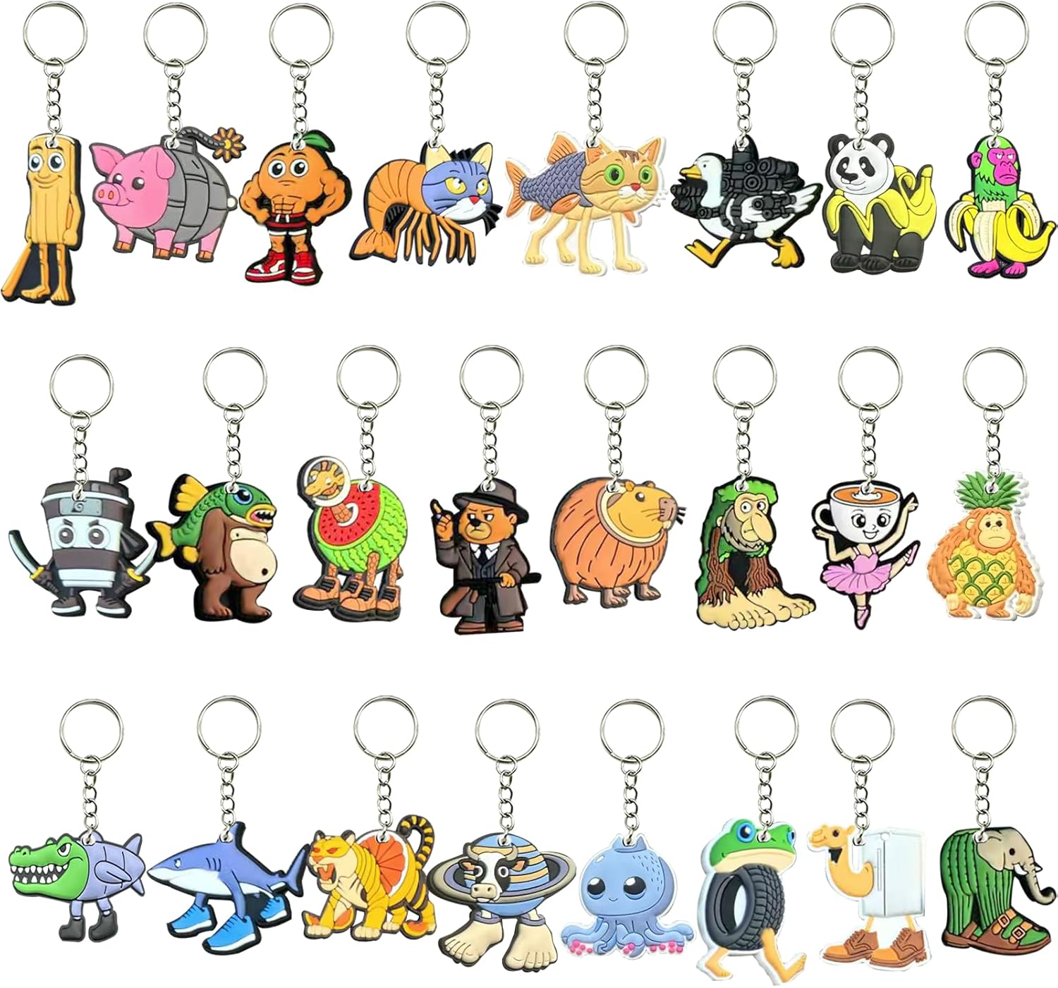 GREAWOD Italian Brainrot Keychains, 24-Pack — Quirky Cartoon Character ...