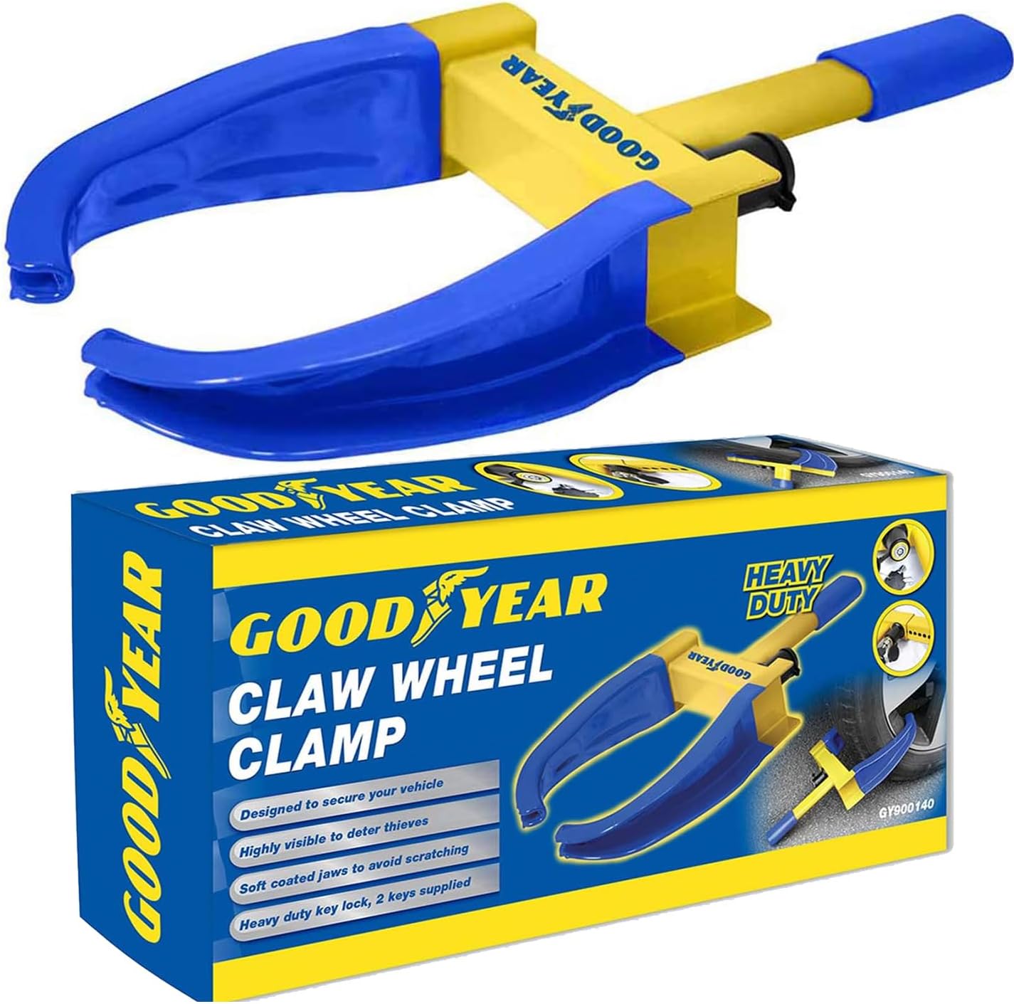 Goodyear Heavy Duty Car Wheel Clamp - Van/Caravan 2 Keys - Unbreakable ...