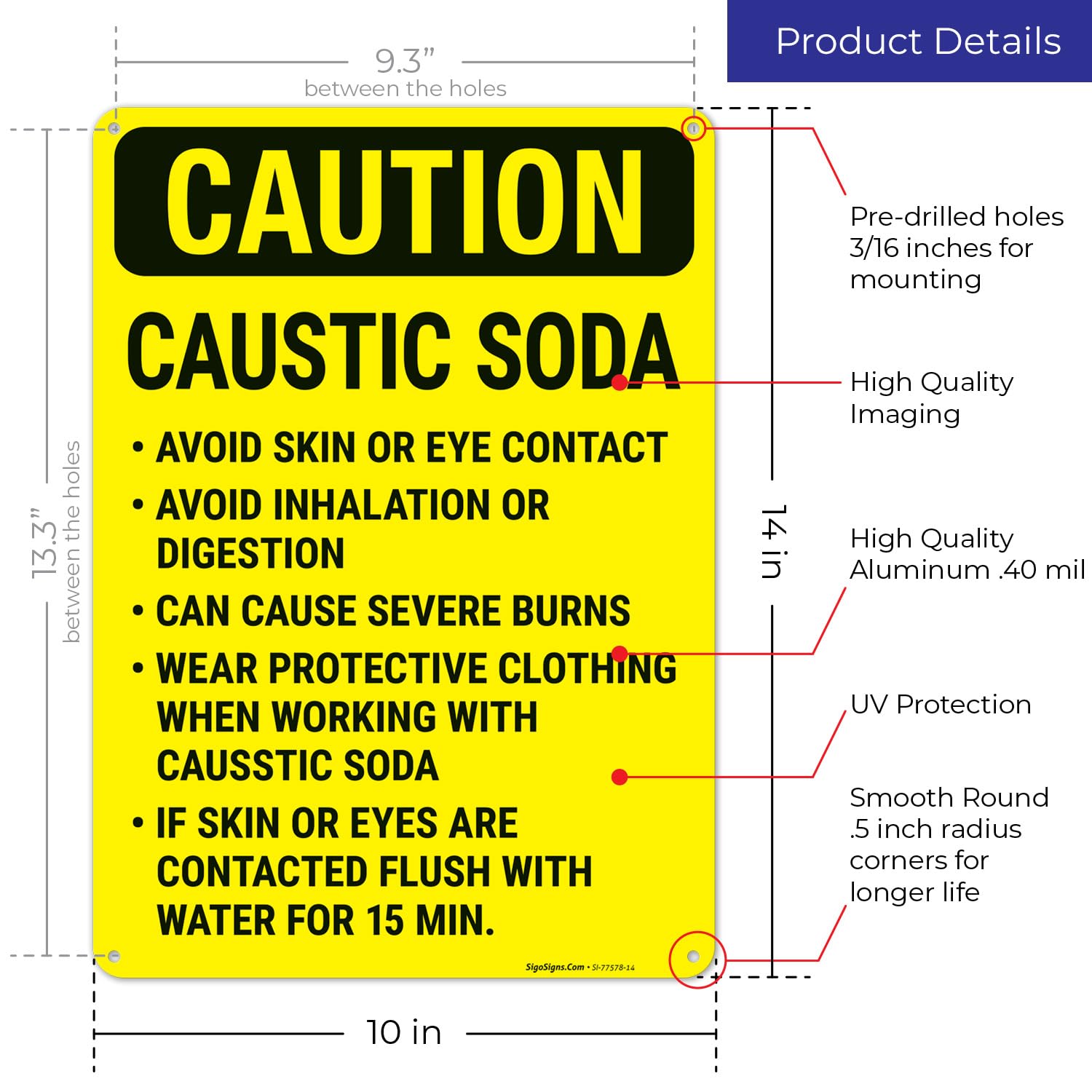 Caustic Soda Sign Caustic Chemical Warning Signs Caustic Soda