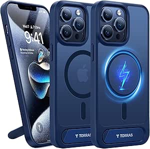 Amazon.com: TORRAS for iPhone 13 Pro Max Case Translucent Blue | Strong Magnetic & Seamless ...