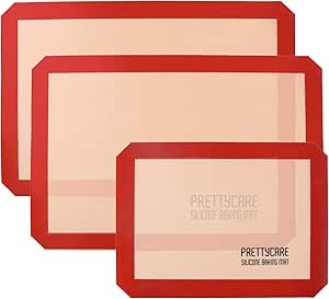 PrettyCare Silicone Baking Mat 3 Pack, Non Stick & Easy Clean Tapis ...