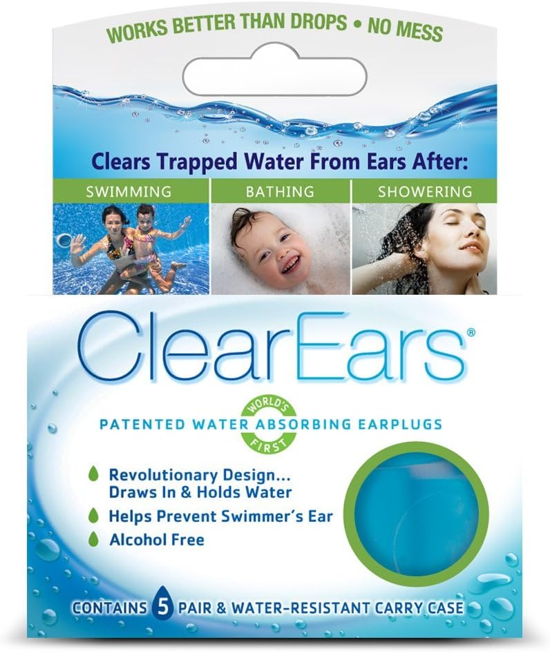 Amazon.com: Clear Ears Water Absorbing Earplugs 5 Pairs, for Swimming ...
