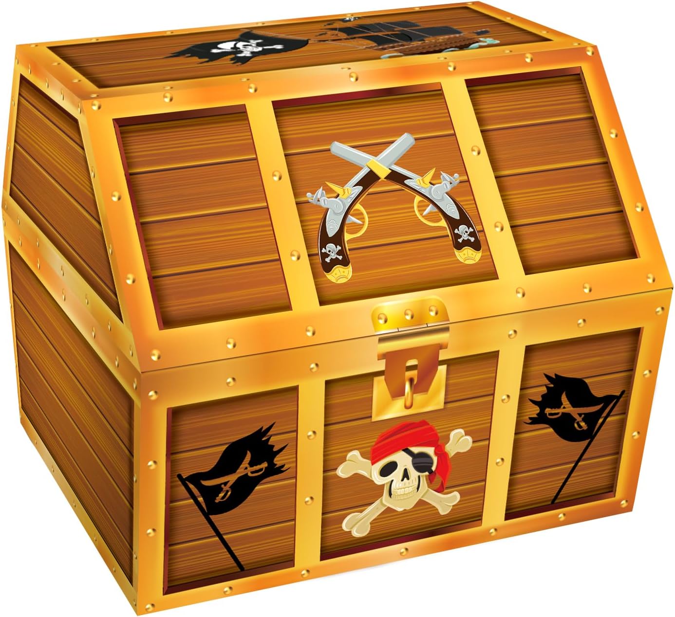 Amazon.com: PETCEE Pirate Skull Treasure Chest Box - Large 9"x 9.3" x 8 ...