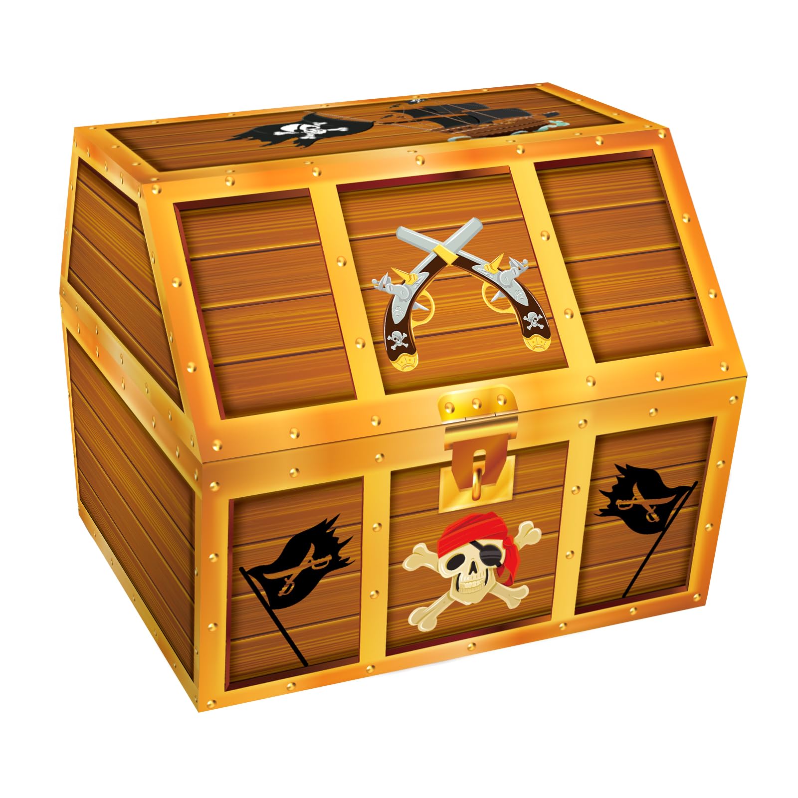 PETCEE Treasure Chest Gift Box - 9.2x9.3x8 Golden Large Treasure Chest ...