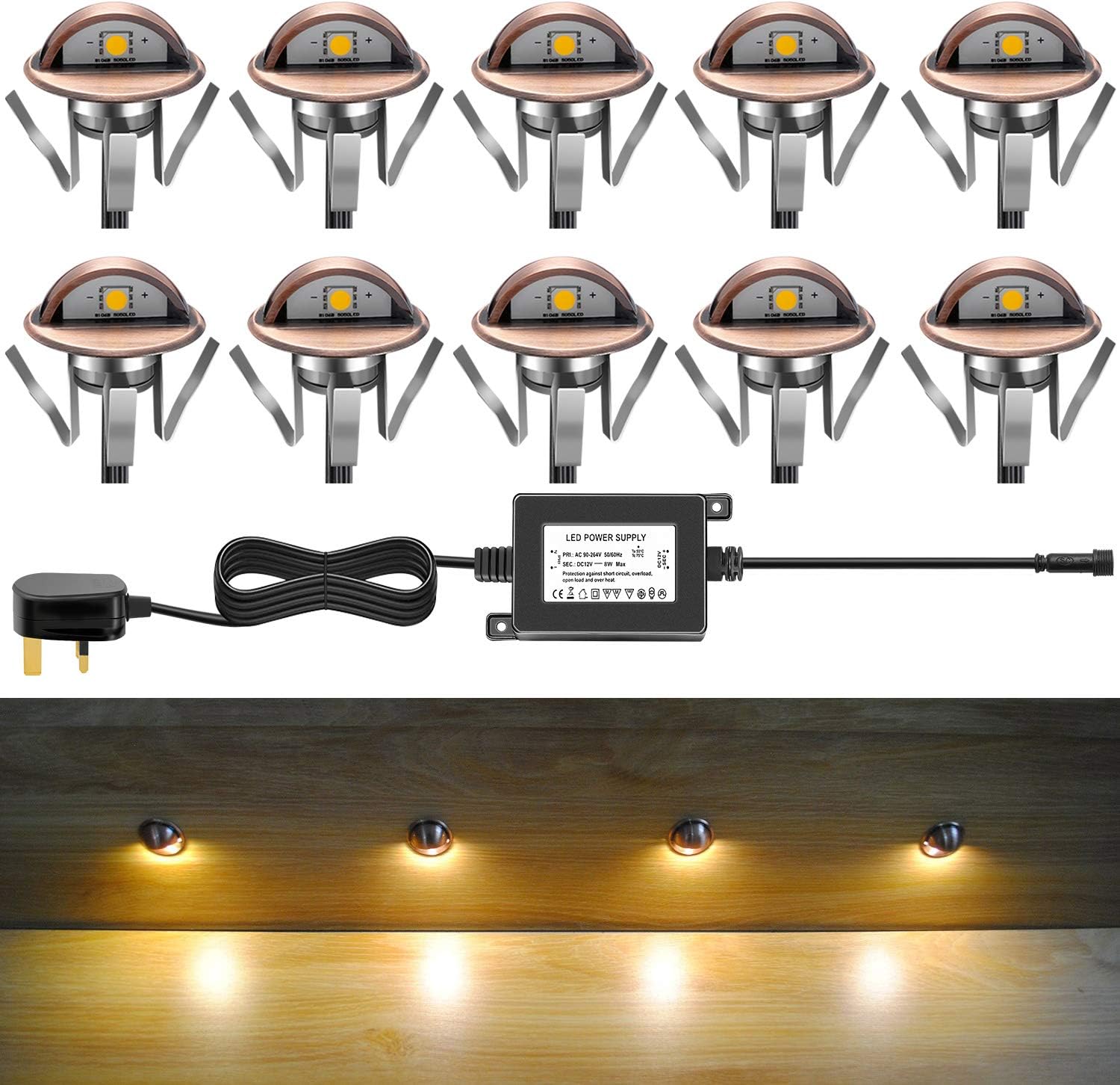 CHNXU Low Voltage LED Deck Lighting Kits with Transformer, 10 Pack IP65 ...