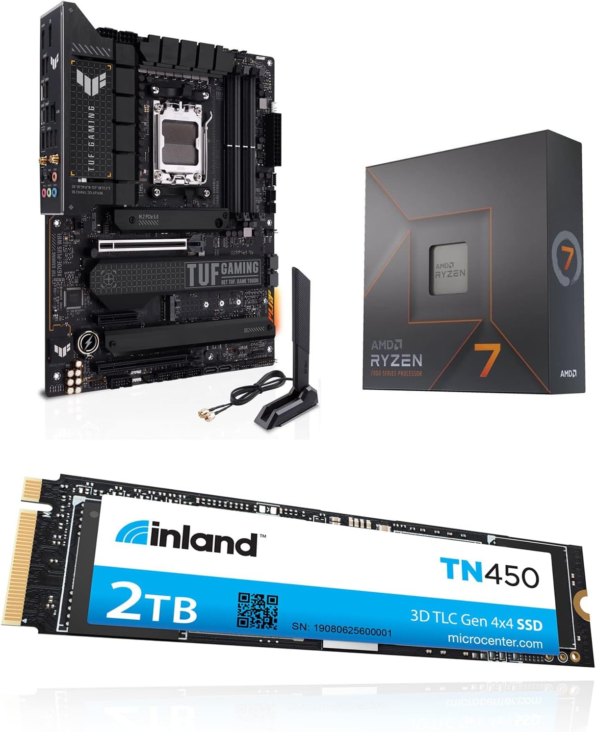 Amazon.com: Micro Center AMD Ryzen 7 7700X Desktop Processor Bundle with ASUS TUF Gaming X670E ...