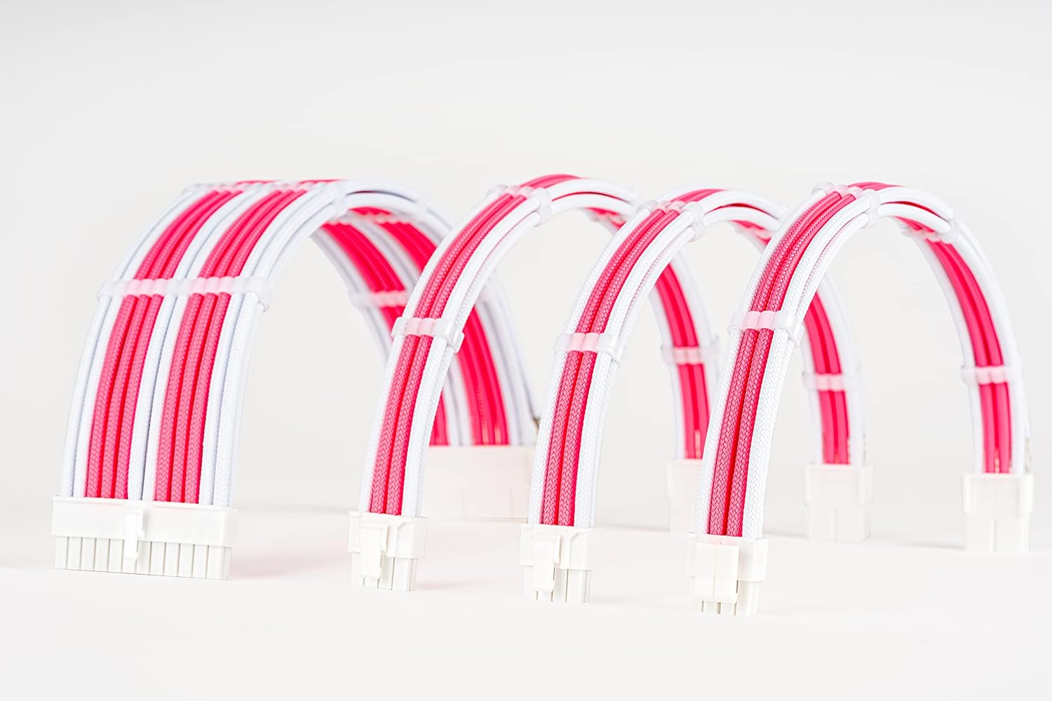 Sensei Mods Sleeved PSU Cable Extension Kit(Purity White & Hot Pink ...