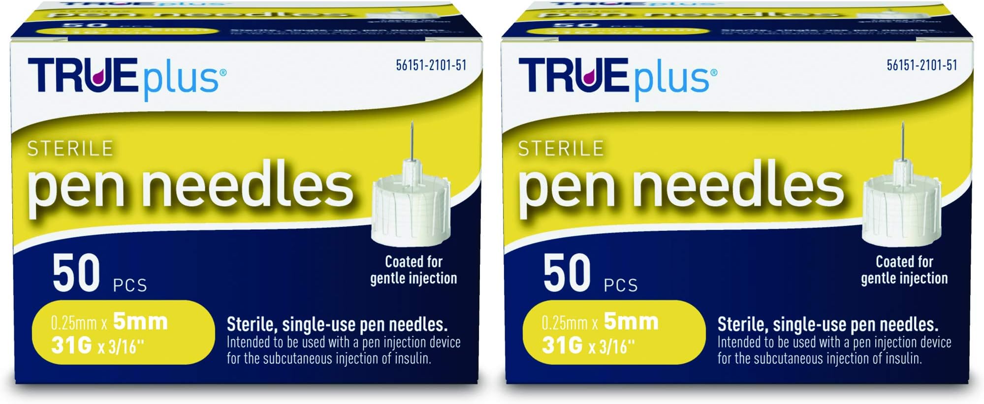 Amazon.com: TRUEplus® Pen Needles 31g 5mm (3/16 inch) - 2 x 50ct Boxes ...