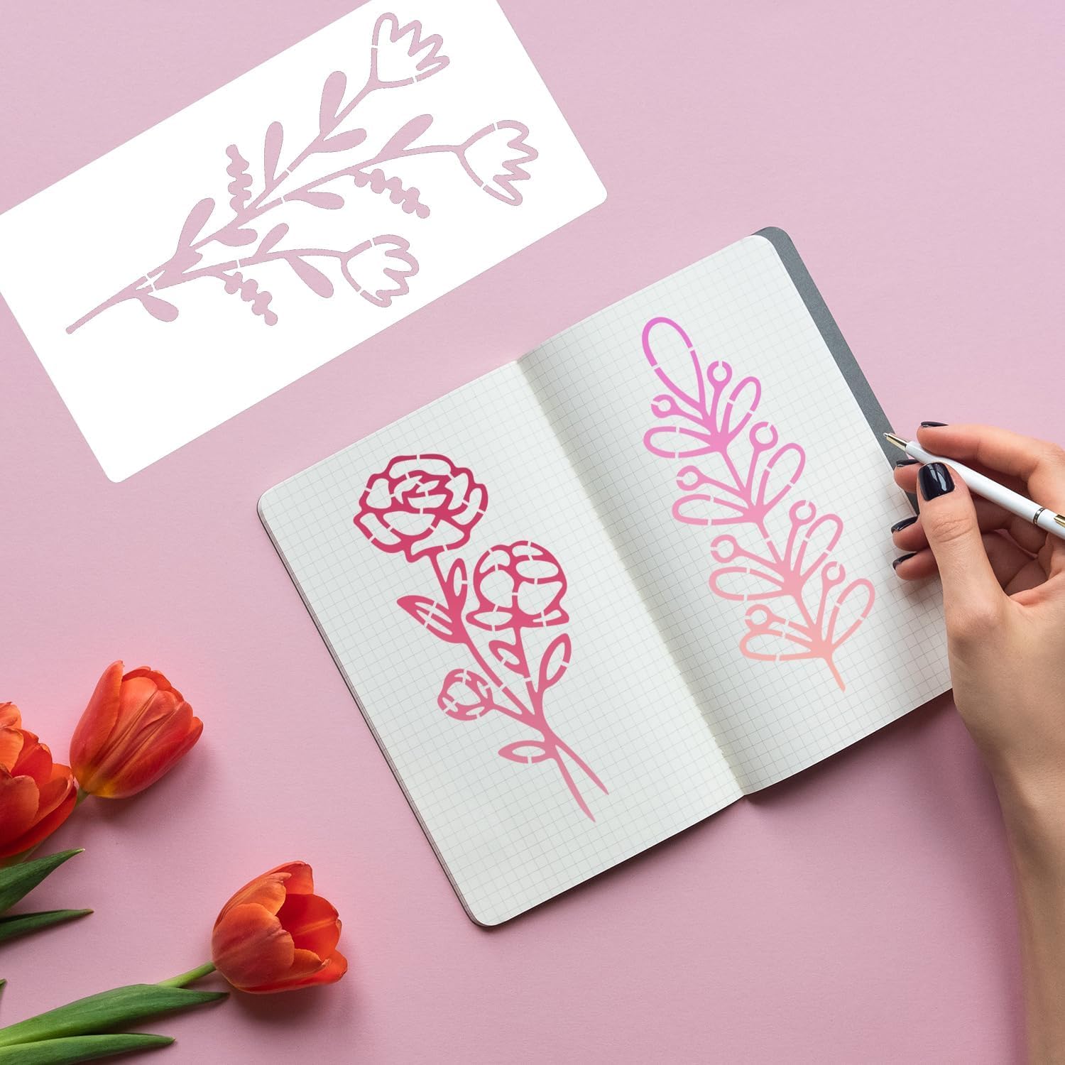 Snapklik.com : 50pcs Flower Stencils For Painting,3"x2" Flower Stencils ...