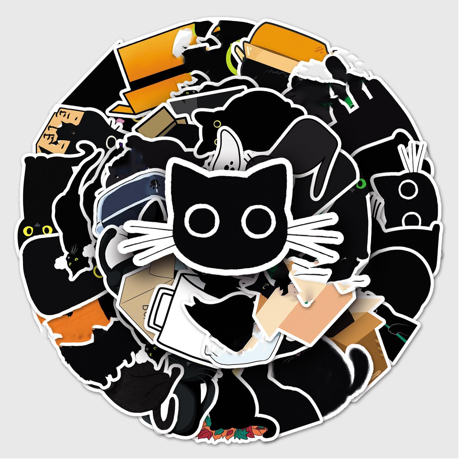Amazon.com: Black Cat Stickers 50pcs Waterproof Cute Cartoon Animal ...