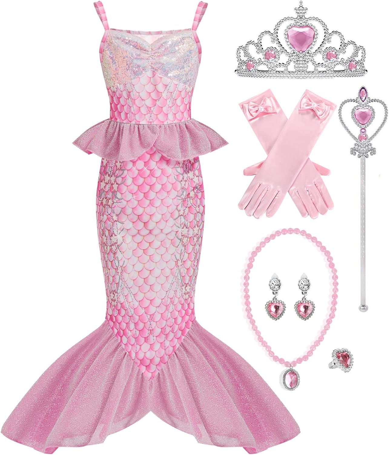 Amazon.com: Gesikai Princess Dress Up Little Girls Mermaid Costume ...