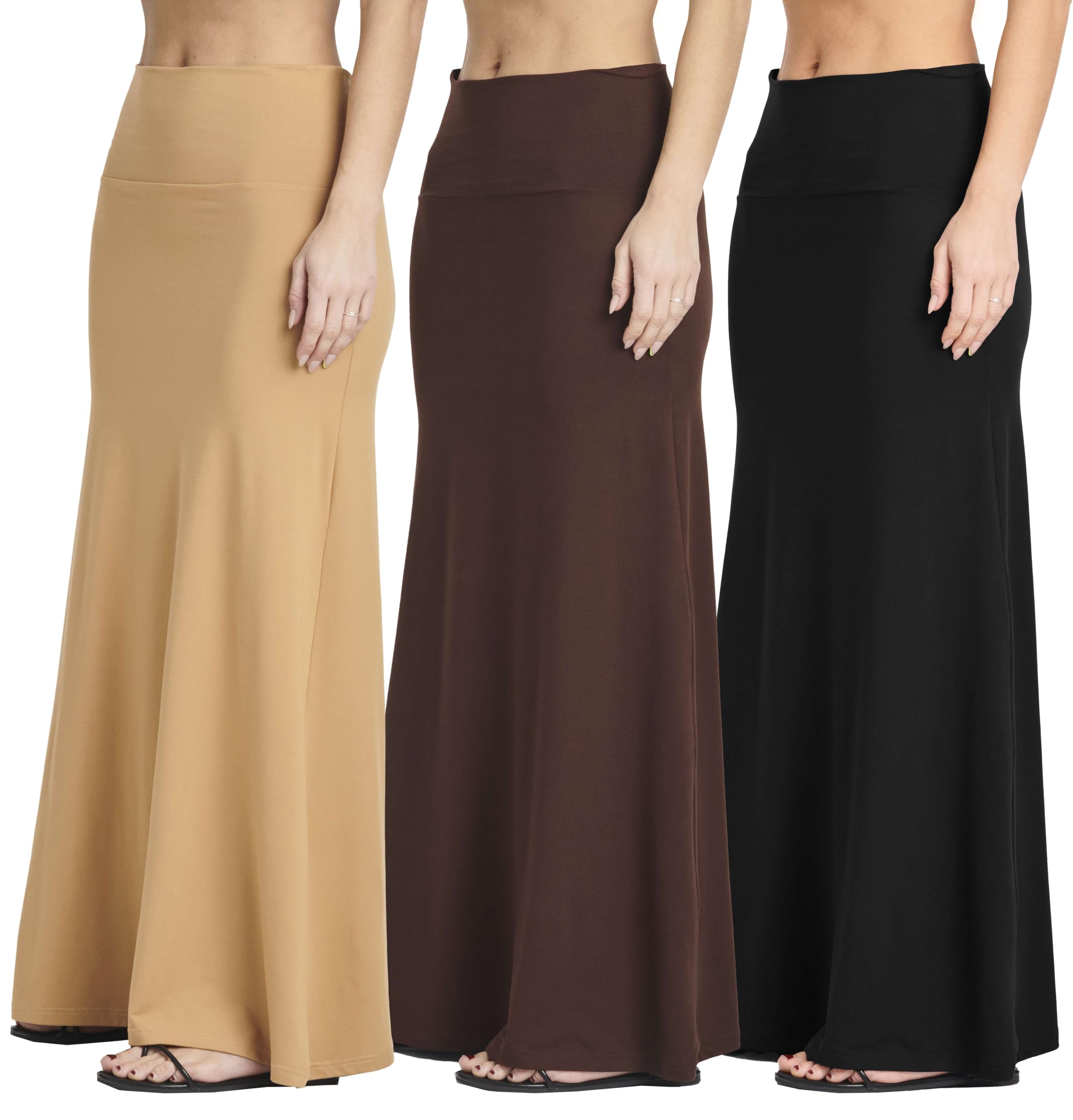 Real Essentials 3 Pack: Women's Ultra-Soft Flowy Maxi High Waisted Long ...