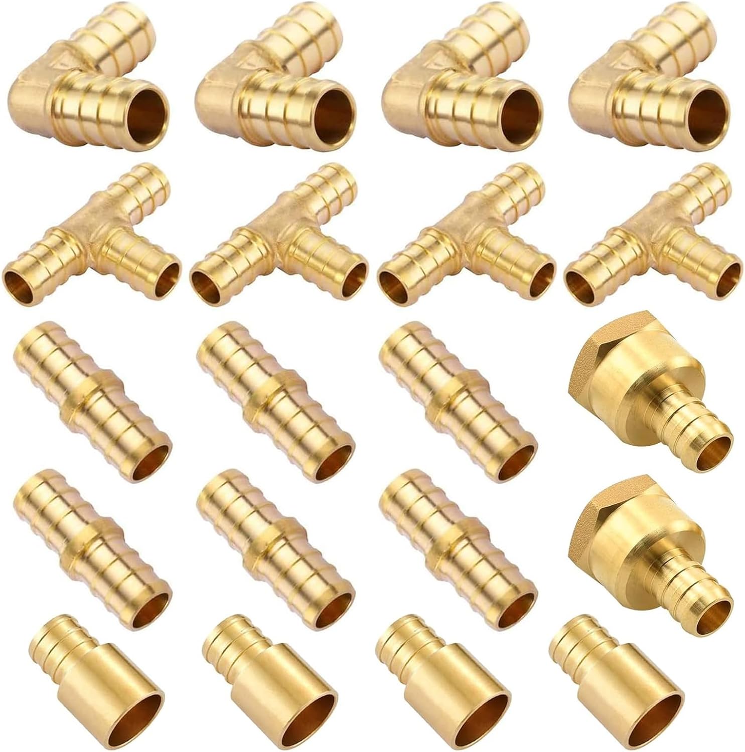Voittozege 20-Piece 1/2 Inch PEX Fittings Combo Kit - Includes 4 Barb ...