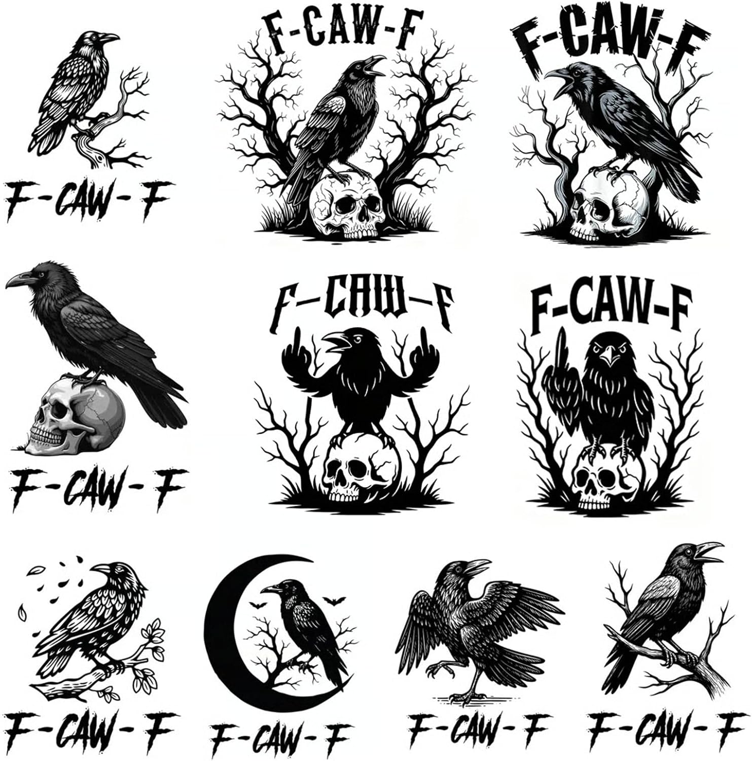 Amazon.com: F-CAW-F Stickers, Raven Stickers, Gothic Skull & Black Bird ...