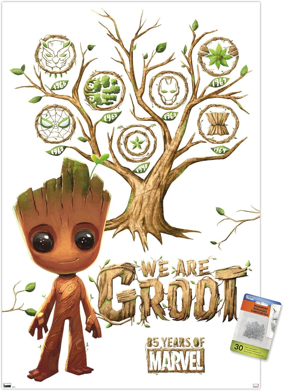 Amazon.com: Marvel We Are Groot - Tree Wall Poster with Pushpins, 22.37 ...