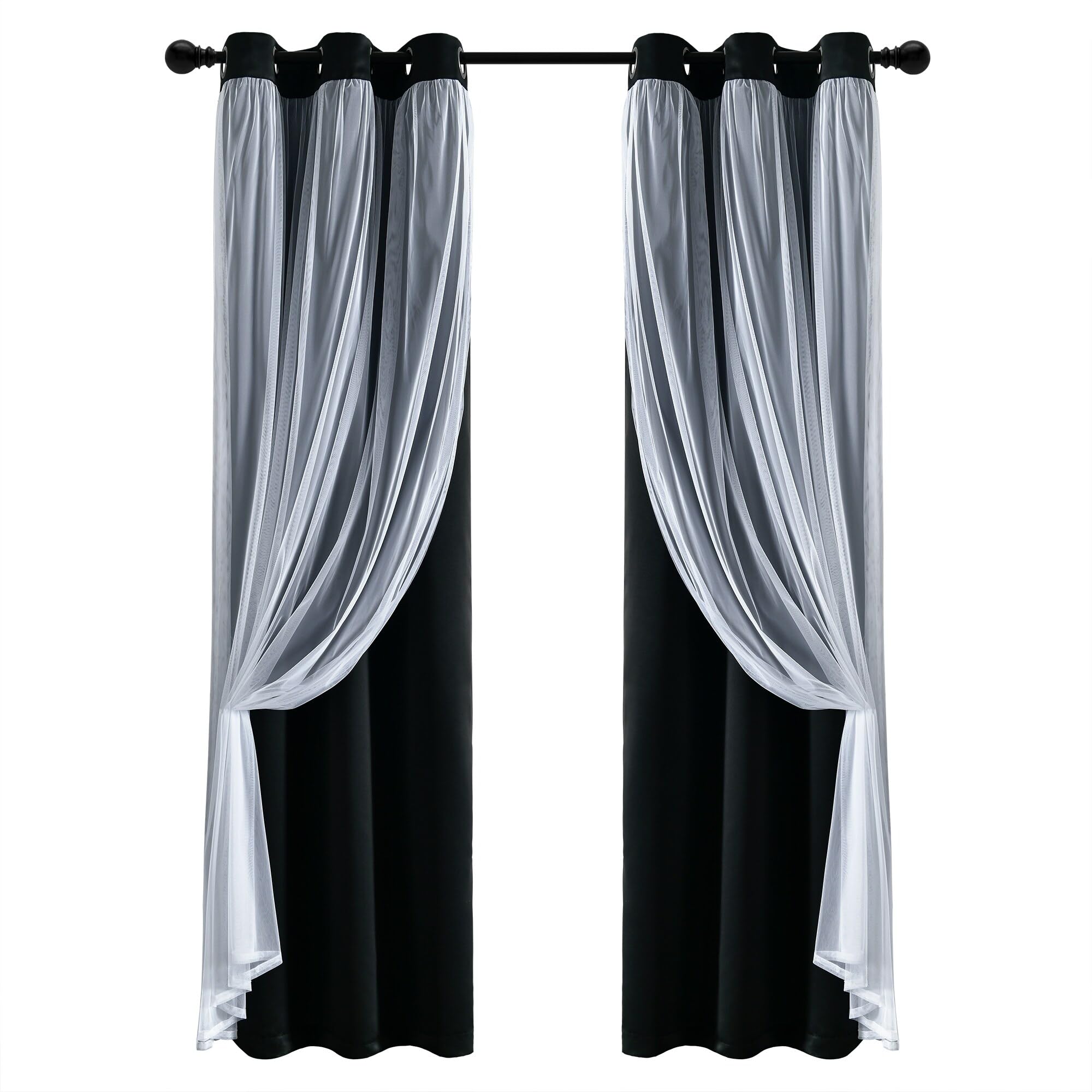 Amazon.com: Lush Decor Sheer Grommet Curtains With Insulated Blackout ...