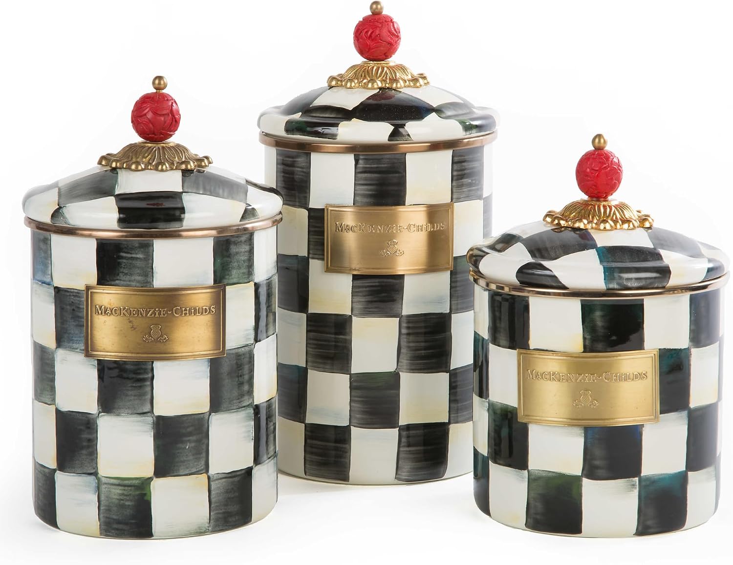 Amazon.com: MACKENZIE-CHILDS Enamel Canister Set, Small (38 oz ...
