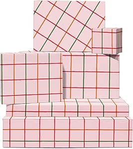 Amazon.com: CENTRAL 23 Checked Wrapping Paper - 6 Sheets Pink Birthday ...