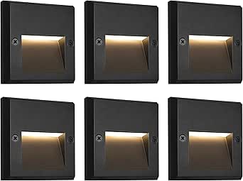 GKOLED 6-Pack Slim Square Low Voltage Deck Post Lights, Outdoor Step ...