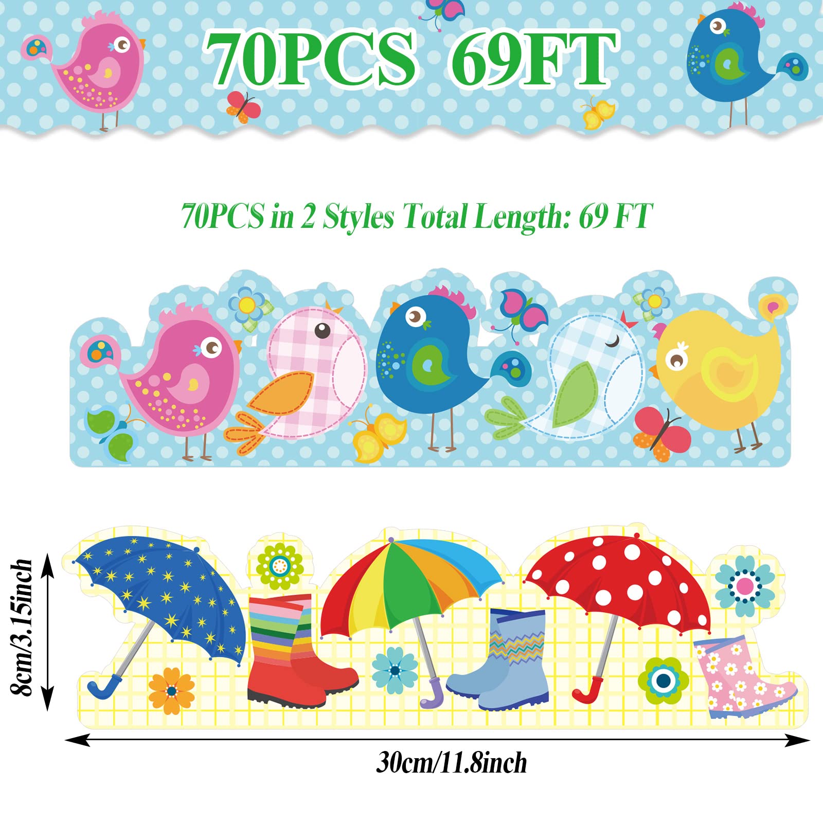 Snapklik.com : 69ft Spring Bulletin Board Borders Colorful Spring ...